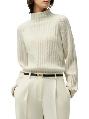 LILYSILK Pointelle Mock Neck Sweater