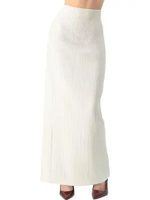 IVONNE Ribbed Pencil Skirt With Back Zipper - Natural