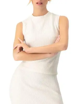 IVONNE Sleeveless Ribbed Crewneck Top - Natural