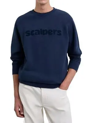 SCALPERS Cotton Terry Sweatshirt - Navy