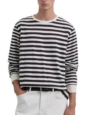 SCALPERS Mixedstriped Ls Tee - Darkbrown