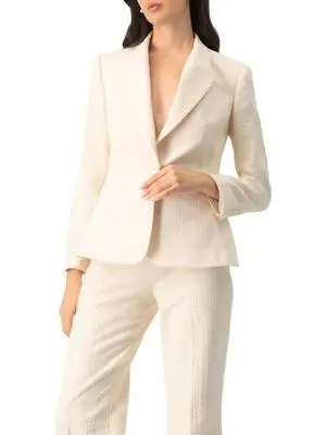 IVONNE Textured Tailored Blazer - Natural