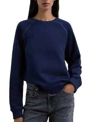 SCALPERS Vertical Logo Cotton Sweatshirt Navy