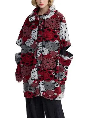 LUUKAA SORELLE Convertible Poncho-Jacket Red