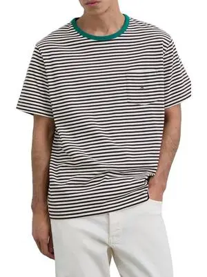 SCALPERS Stripedpocket Tee - Darkbrown