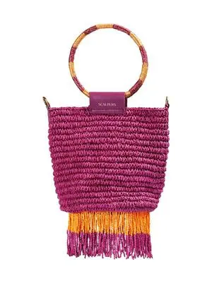 SCALPERS Raffia Handbag With Fringe - Bouganville