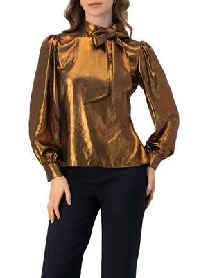 IVONNE Metallic Bow Blouse