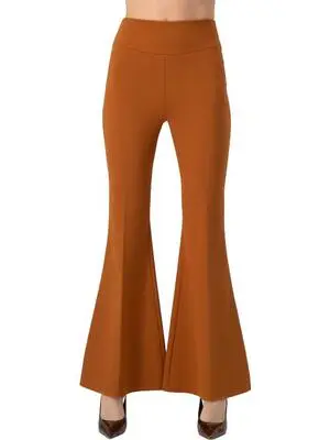 IVONNE Flared Trousers With Wide Waistband - Brown