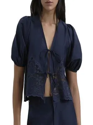 SCALPERS Satenemb Shirt - Navy