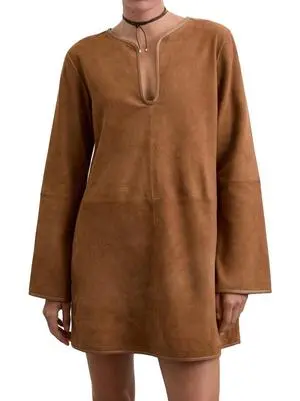 SCALPERS Suede Mini Dress - Camel