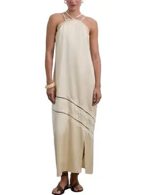 SCALPERS Lace Slip Midi Dress - Ecru