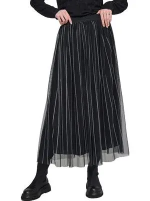 LUUKAA Siana Tulle Skirt Black Ecru