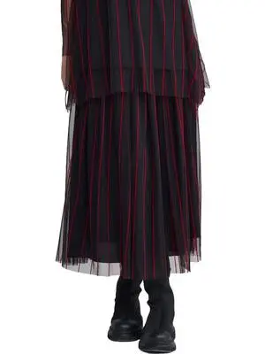 LUUKAA Siana Tulle Skirt - Black Red