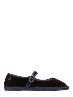 SCALPERS Velvet Strap Slipper - Brownnavy