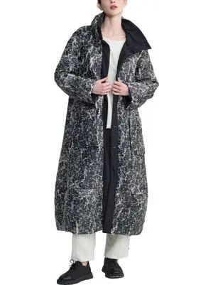 LUUKAA Fiora Voluminous Faux Fur Coat With Hand Muff - Ecru Black