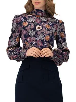 IVONNE Floral Print Tie-Back Blouse
