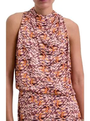 SCALPERS Printed Halterneck Top - Animalprint