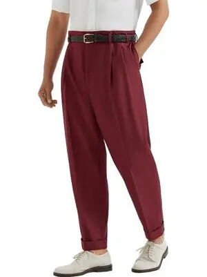 Brunello Cucinelli Virgin Wool Trousers - Cherry