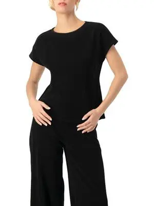 IVONNE Corduroy Off-the-shoulder Top - Black