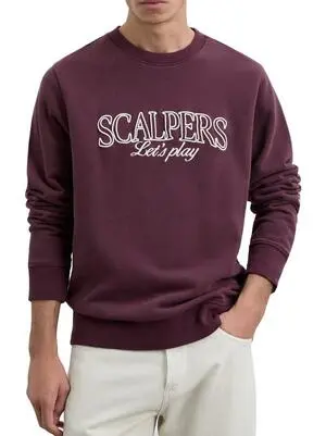 SCALPERS Printed Cotton Sweatshirt - Burgundy