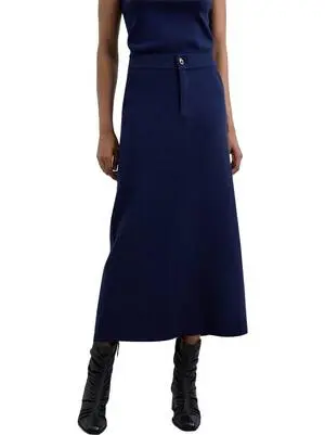 SCALPERS Casual Knit Midi Skirt - Navy