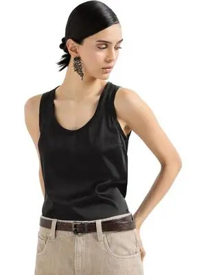 Brunello Cucinelli Satin Top - Black