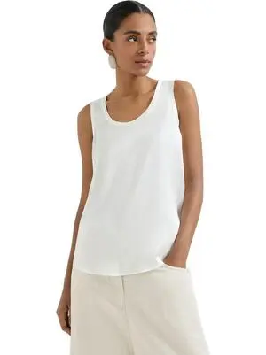Brunello Cucinelli Satin Top - White