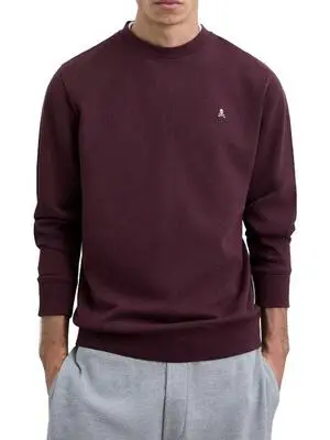 SCALPERS Contrast Skull Embroidered Cotton Sweatshirt - Burgundy