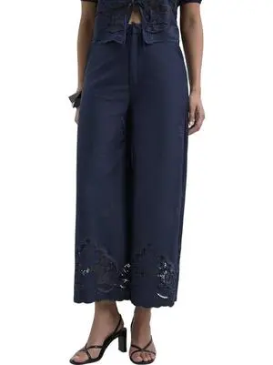 SCALPERS Satenemb Culottes - Navy