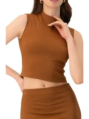 IVONNE Knit Sleeveless Crop Top - Brown