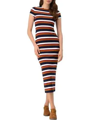 IVONNE Striped Cap Sleeve Maxi Dress - Multi-brown