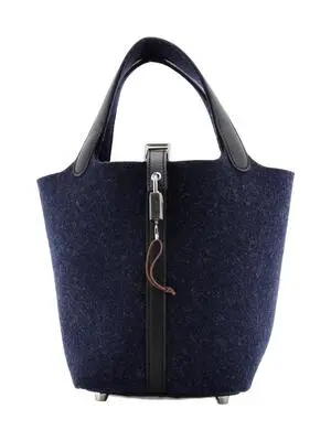 HERMES Picotin Lock Bag Felt With Leather Pm - Bleu Nuit