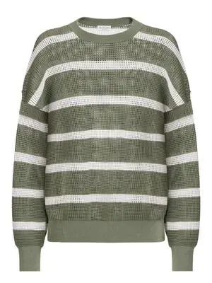 Brunello Cucinelli Striped Net Knit Sweater - Green