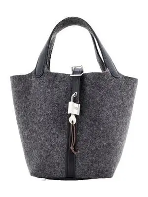 Hermès Picotin Lock Bag Felt With Leather Pm - Grey