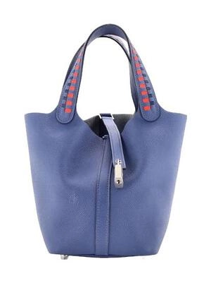 Hermès Picotin Lock Bag Tressage Epsom Pm Blue