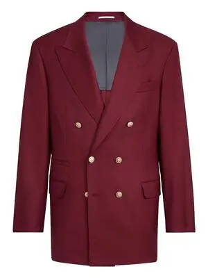 Brunello Cucinelli Blazer With Metal Buttons - Cherry