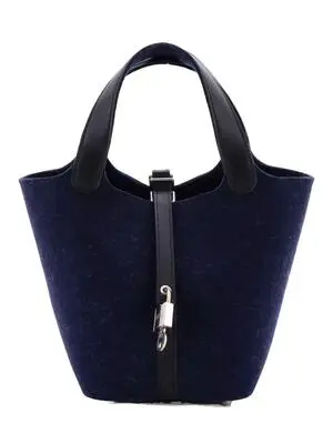 HERMES Picotin Lock Bag Felt With Leather Pm - Bleu Nuit
