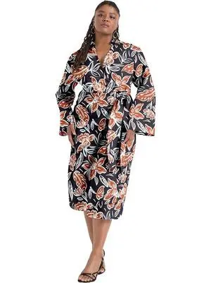 JUNE + VIE Midi Wrap Dress - Batik Floral