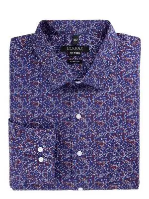SYNRGY BY DXL Big & Tall Abstract Print Performance Dress Shirt - Navy