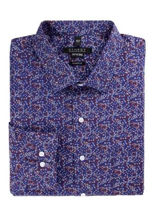 SYNRGY BY DXL Big & Tall Abstract Print Performance Dress Shirt Navy