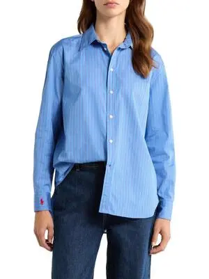Polo Ralph Lauren Stripe Button-up Cotton Shirt - Blue-red