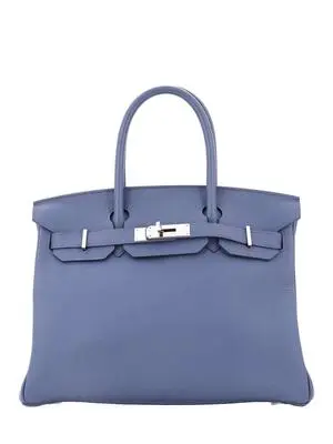 HERMES Birkin Handbag Blue Togo With Palladium Hardware 30 - Bleu Brighton