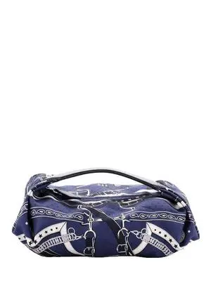 HERMES Balusoie Bag Printed Silk And Leather - Bleu Indigo