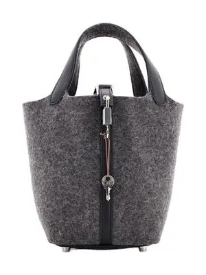 HERMES Picotin Lock Bag Felt With Leather Pm - Gris Moyen
