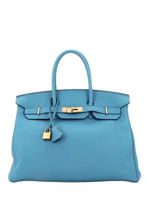 HERMES Birkin Handbag Blue Togo With Gold Hardware 35 - Turquoise