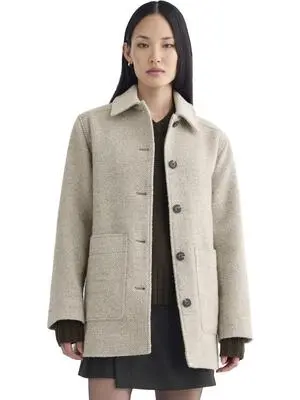 Everlane Italian Car Coat - Taupe Herringbone