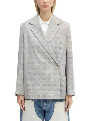 Kenzo Patterned Double-breasted Blazer - Grey