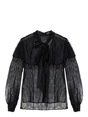 ALLSAINTS Athena Lace Tie Shirt - Black