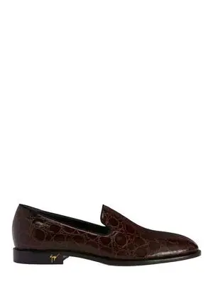 GIUSEPPE ZANOTTI Gatien Crocodile-embossed Leather Loafers - Brown