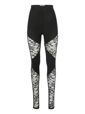 Nina Ricci Patchwork-lace Leggings - Black